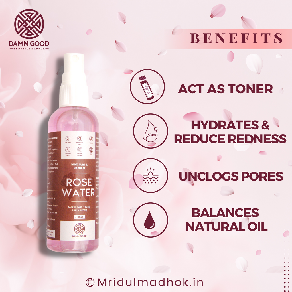 Damngood Rose Water-Natural Astringent Improves Signs of Aging