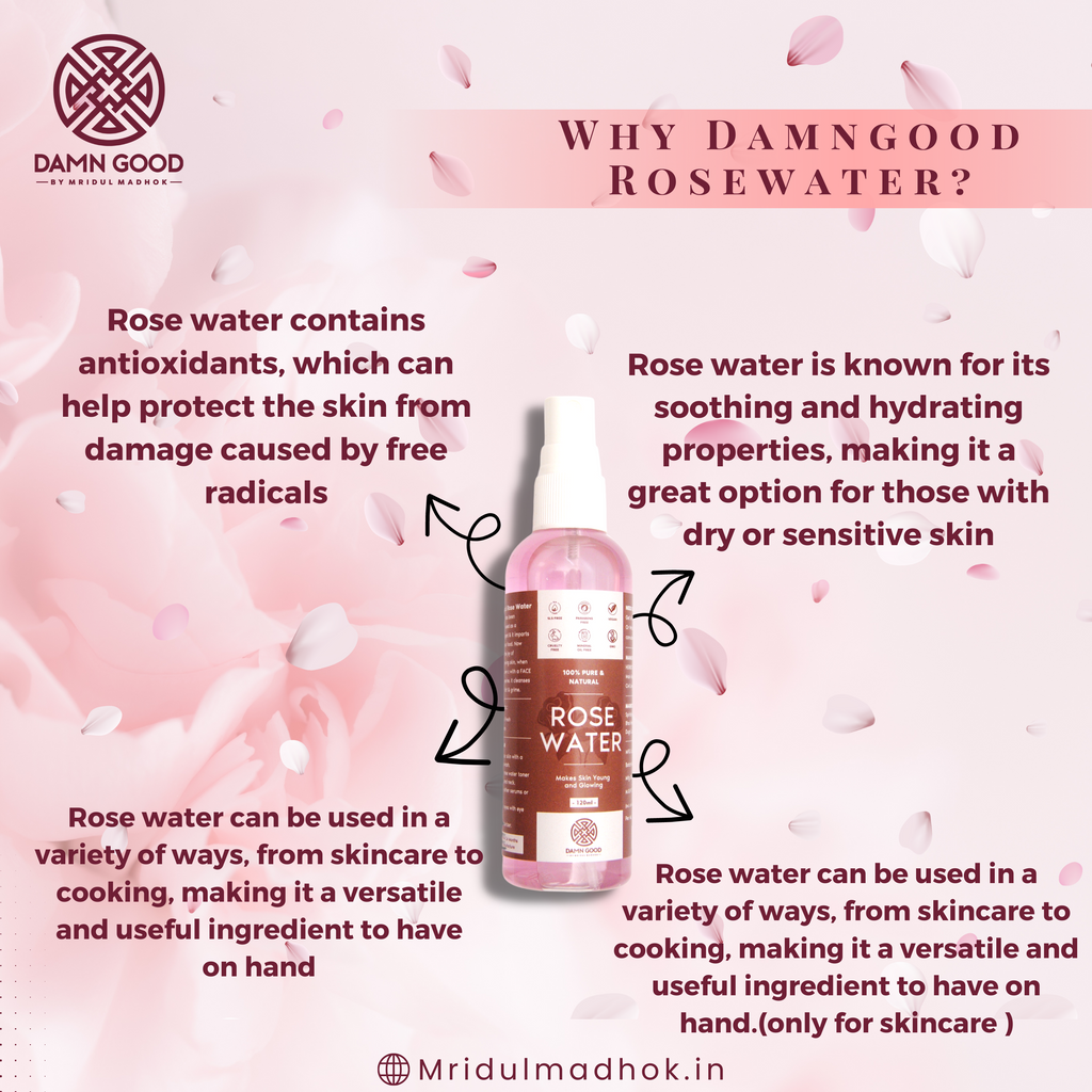 Damngood Rose Water-Natural Astringent Improves Signs of Aging