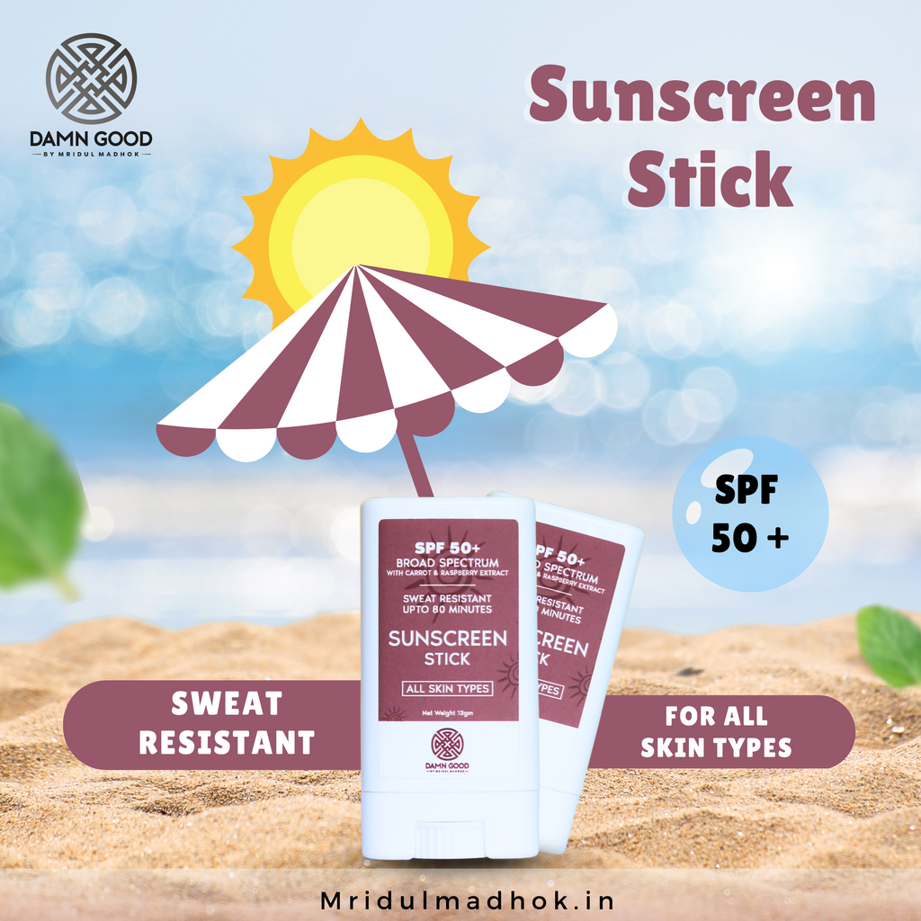 DamnGood Daily Sunscreen Stick- SPF 50+ With Carrot & Raspberry Extrac