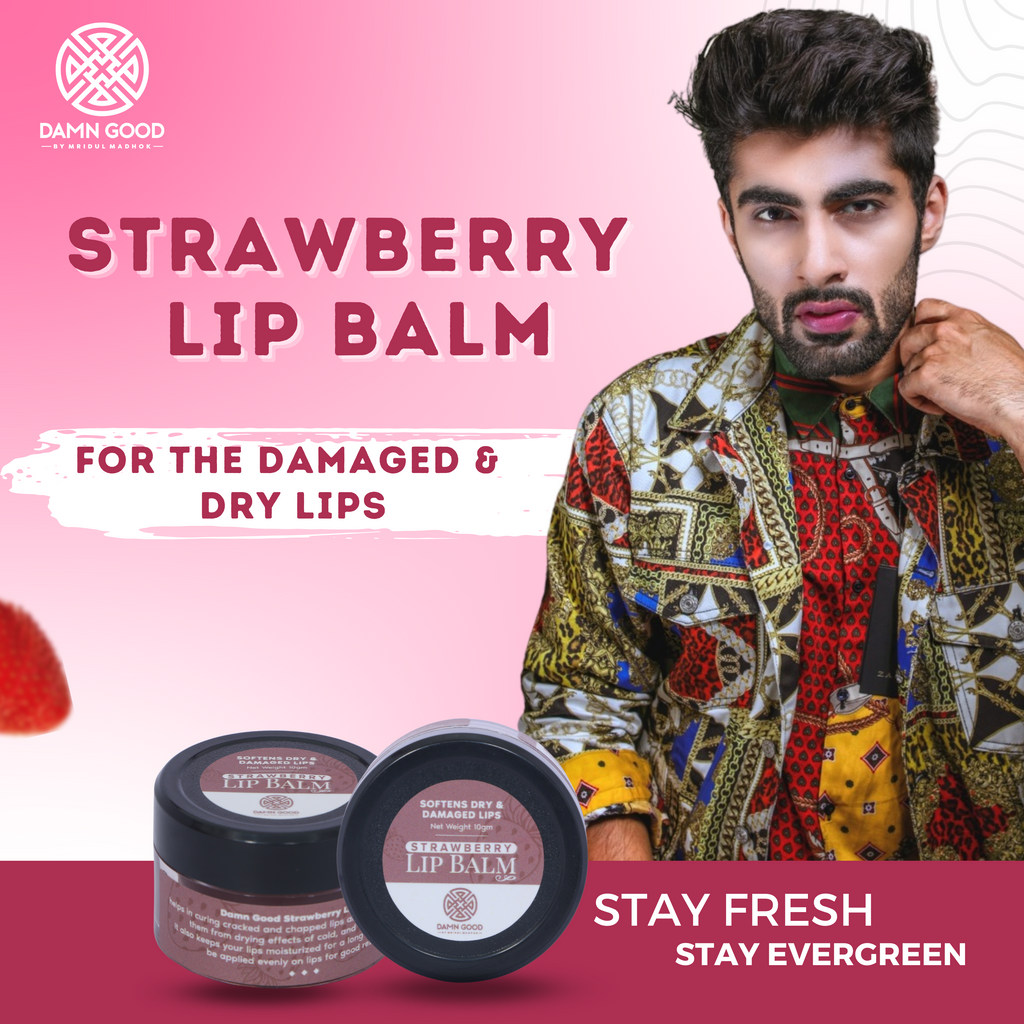 DamnGood Strawberry Lip Balm For Dry and Damaged Lips 10 GM